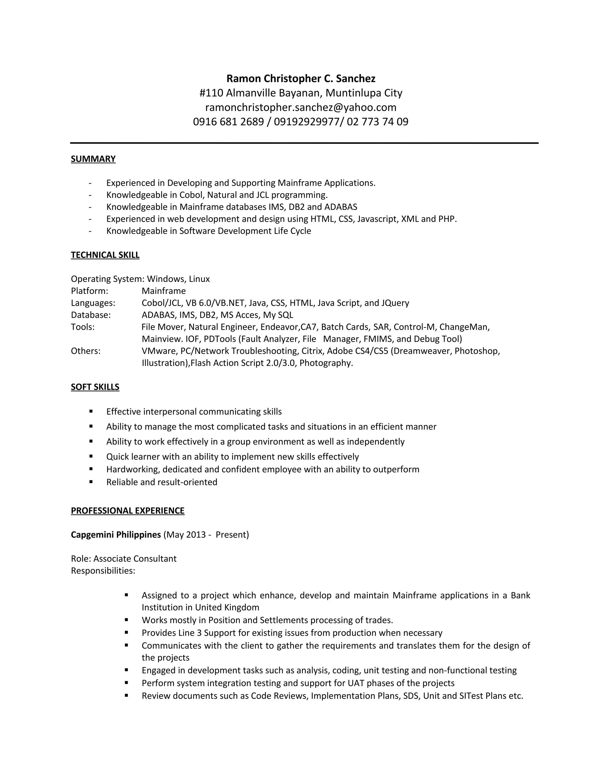 Ramon Christopher C, Resume 2015 | DOC