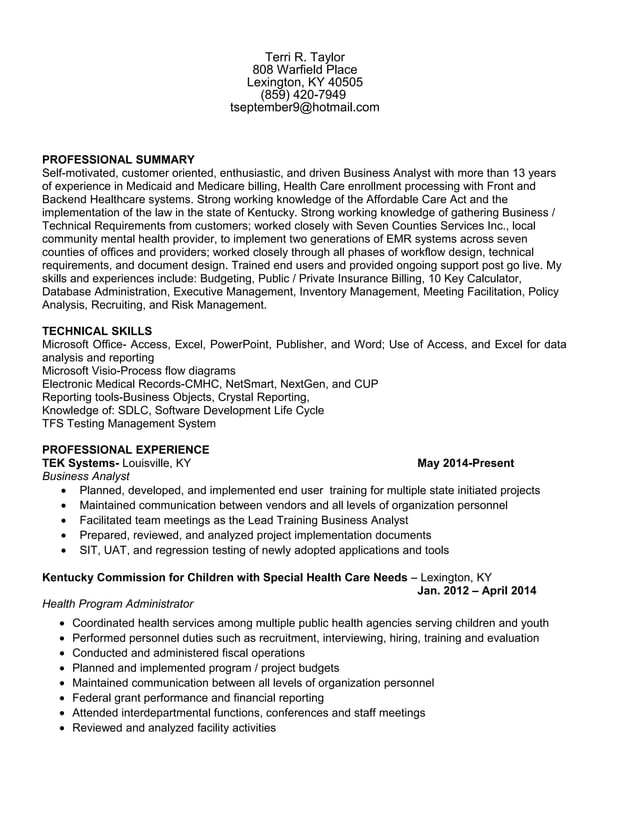 Terri Taylor Resume 2015 | PDF