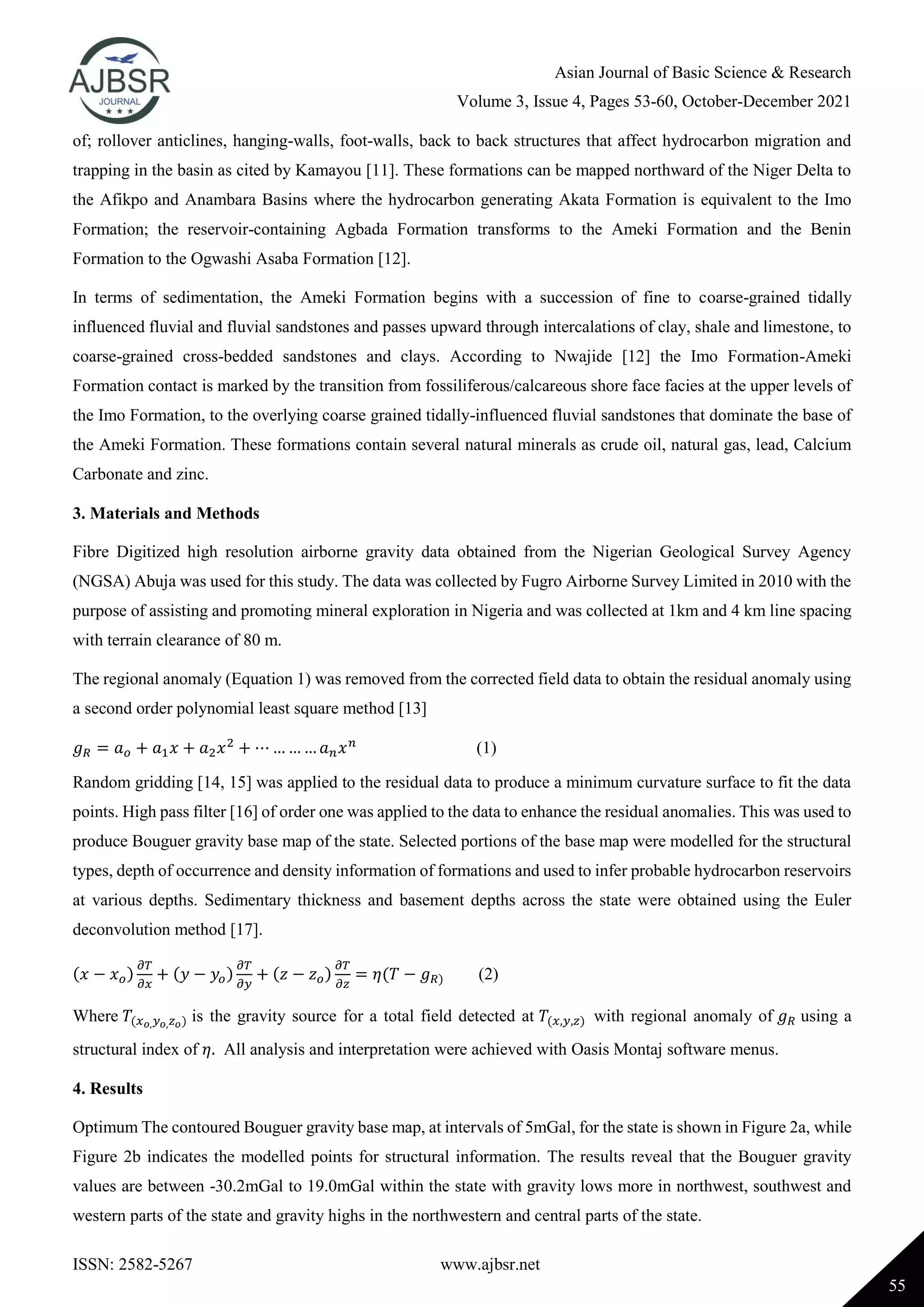 Subsurface Sedimentary Thickness and Structural types of Formations in Imo State, Nigeria, from ...