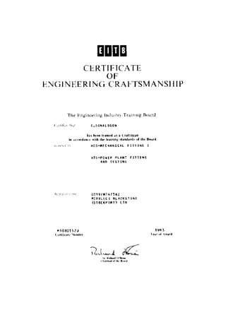 Certificate of Engineering Craftmanship | PDF