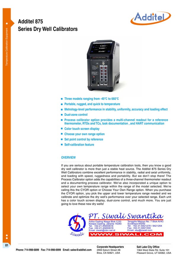 Technical Data Additel 875 Dry Well Calibrator | PDF | Cameras and ...