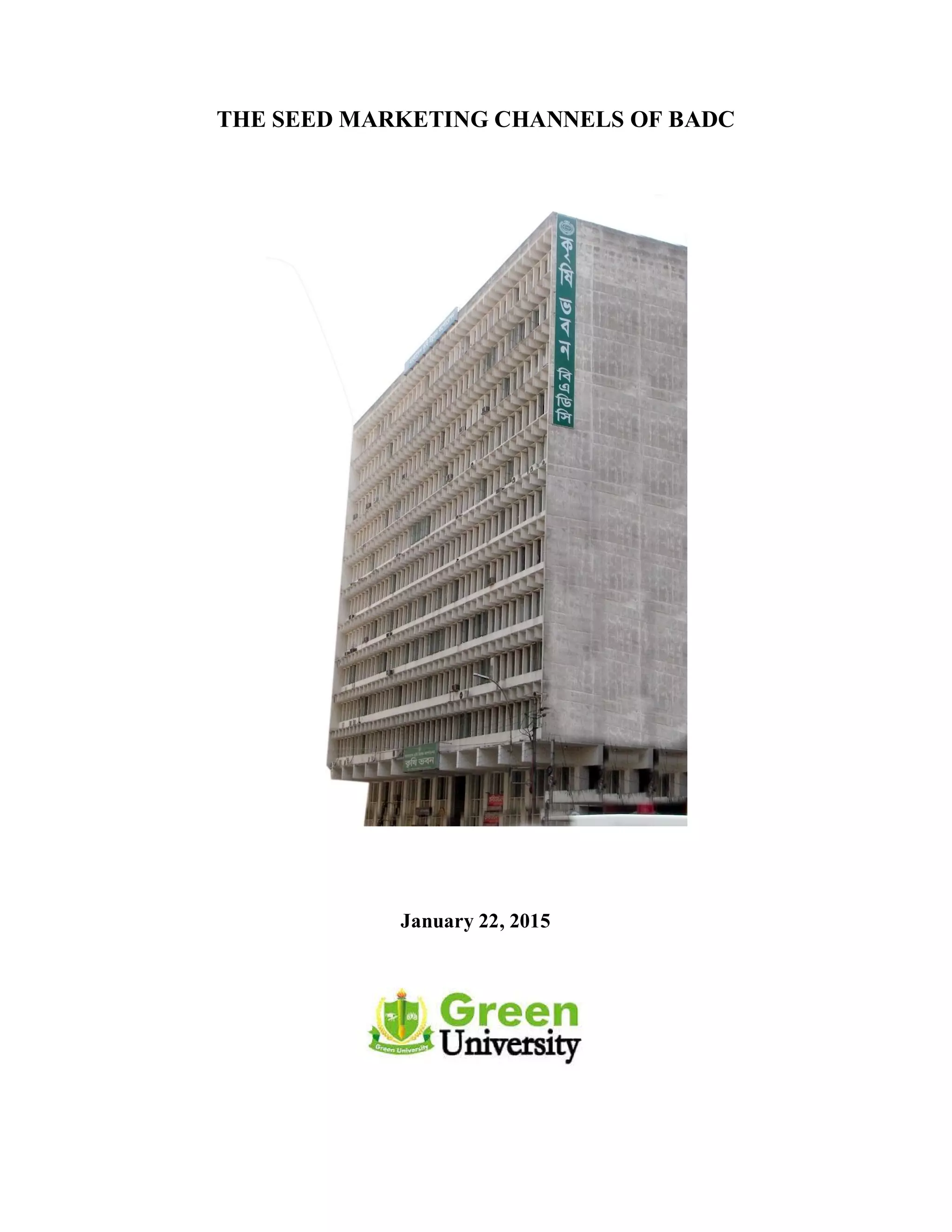 THE SEED MARKETING CHANNELS OF BADC | PDF