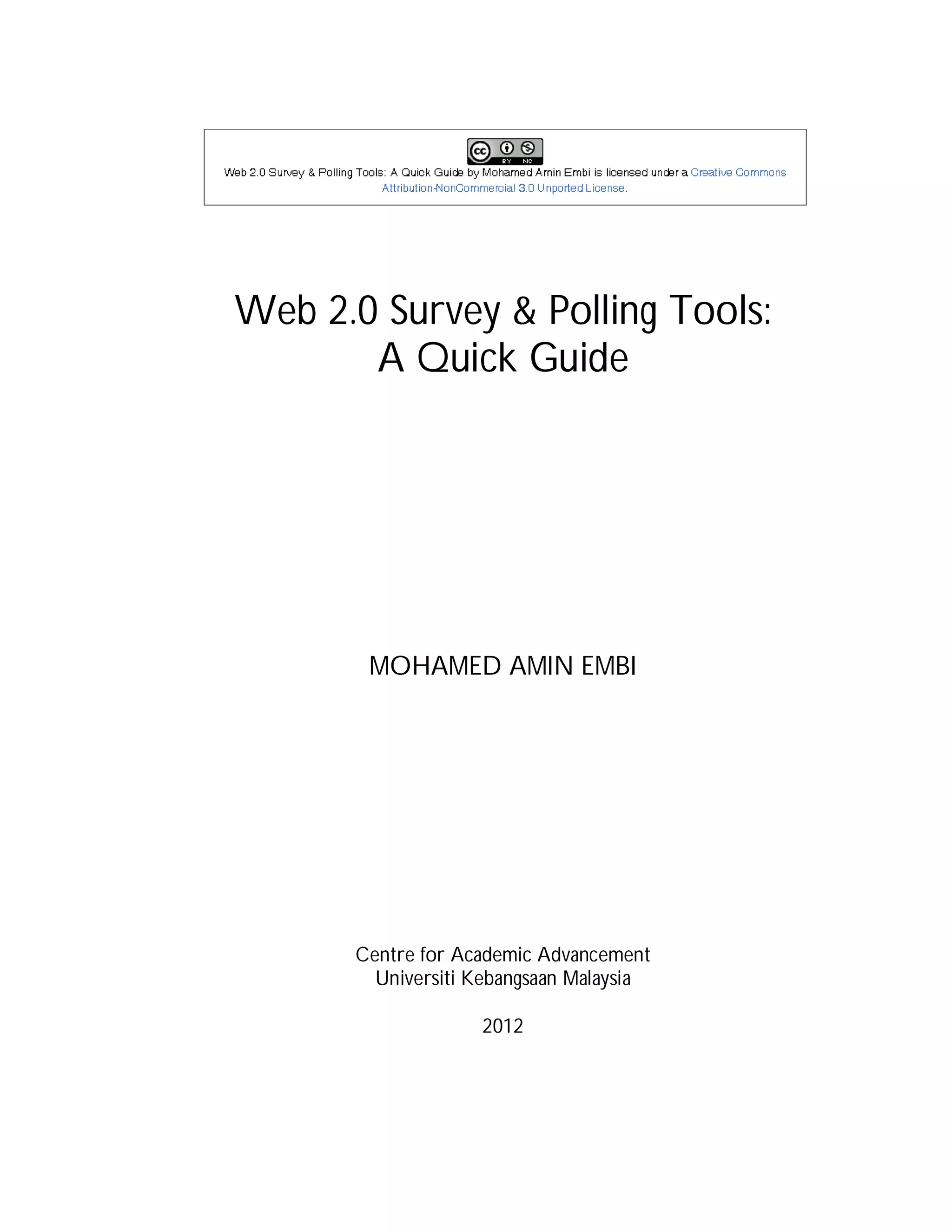 Web 2.0 Survey & Polling Tools: A Quick Guide | PDF | Internet | Computing