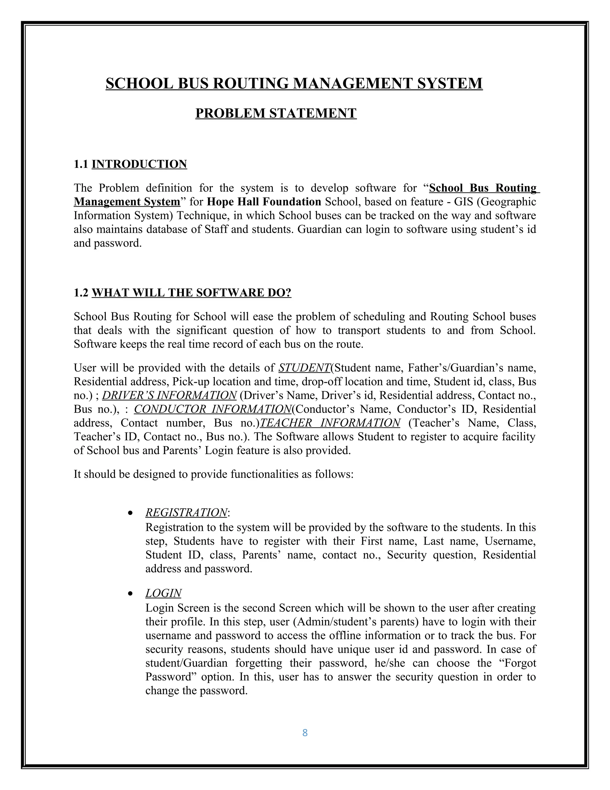 SCHOOL BUS ROUTING MANAGEMENT SYSTEM [FINAL] | DOC
