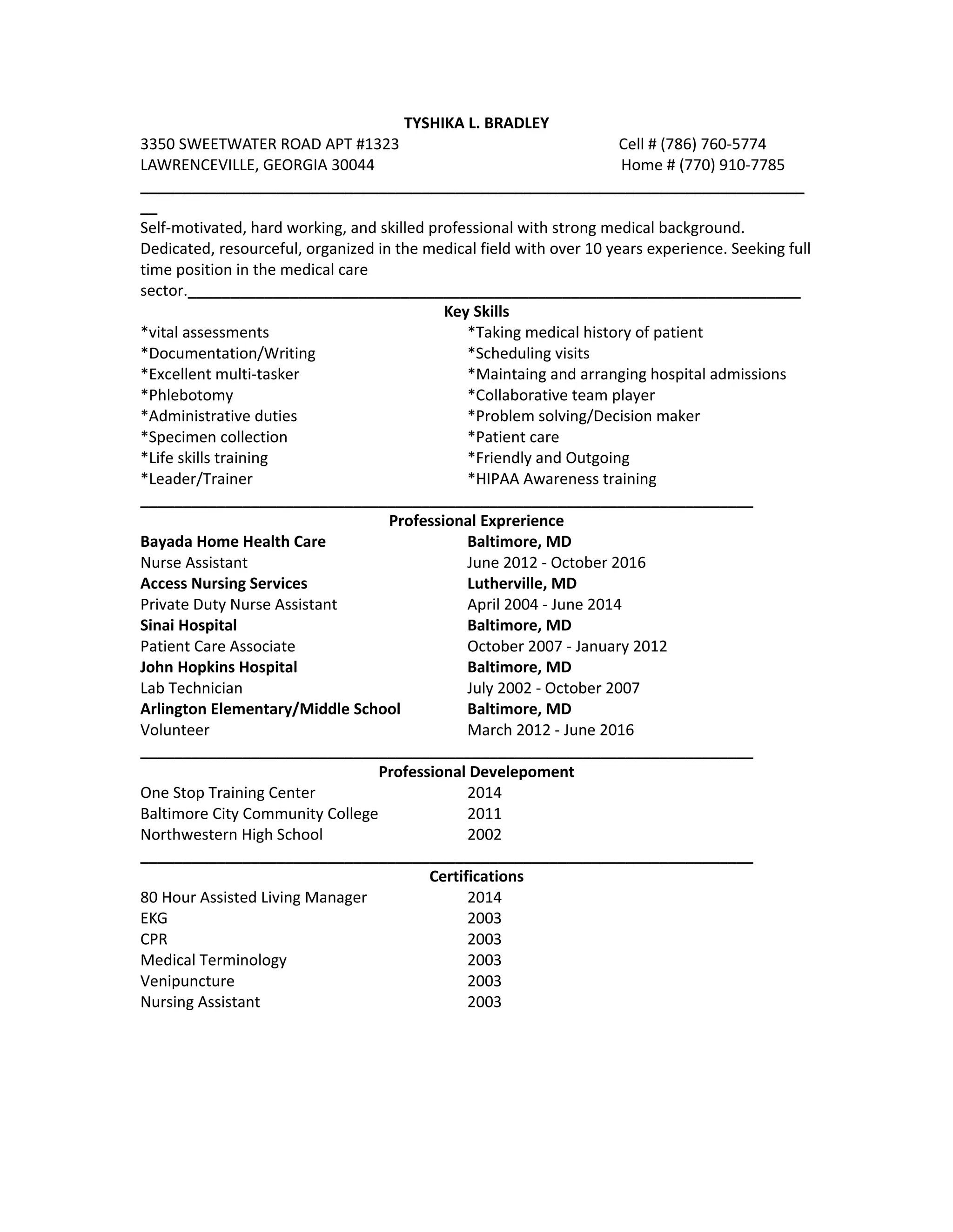 Tyshika Resume | RTF