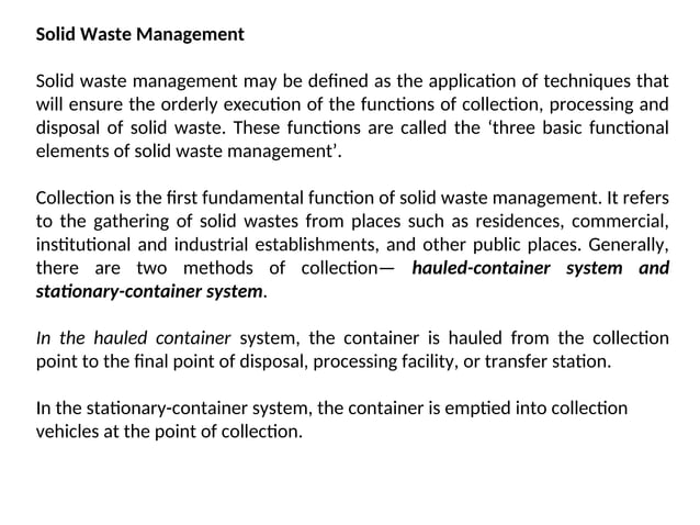 Environmental SOlid waste management chapter one | PPT