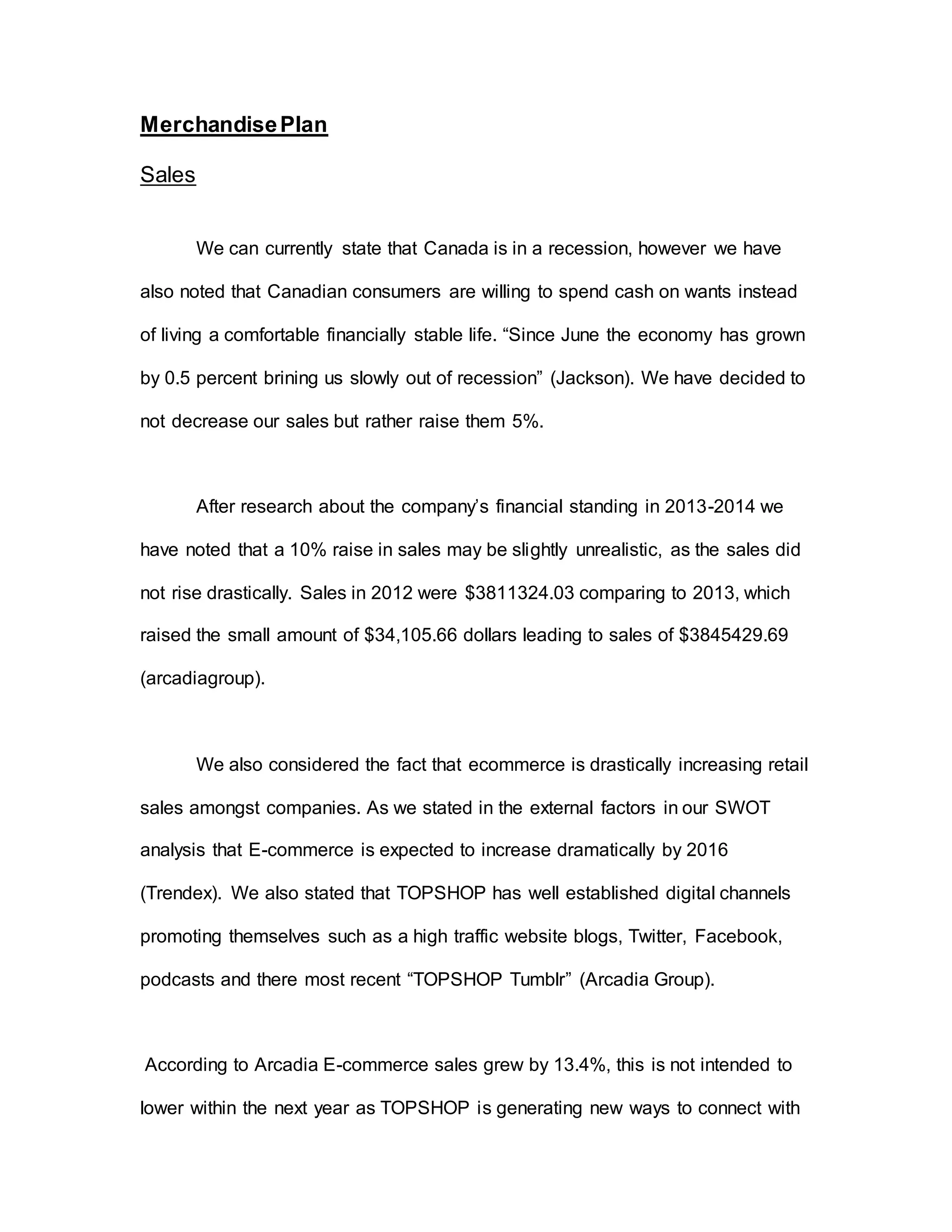 Merchandise Plan | PDF