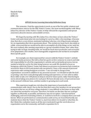 APPLES Service Learning Internship Reflection | PDF
