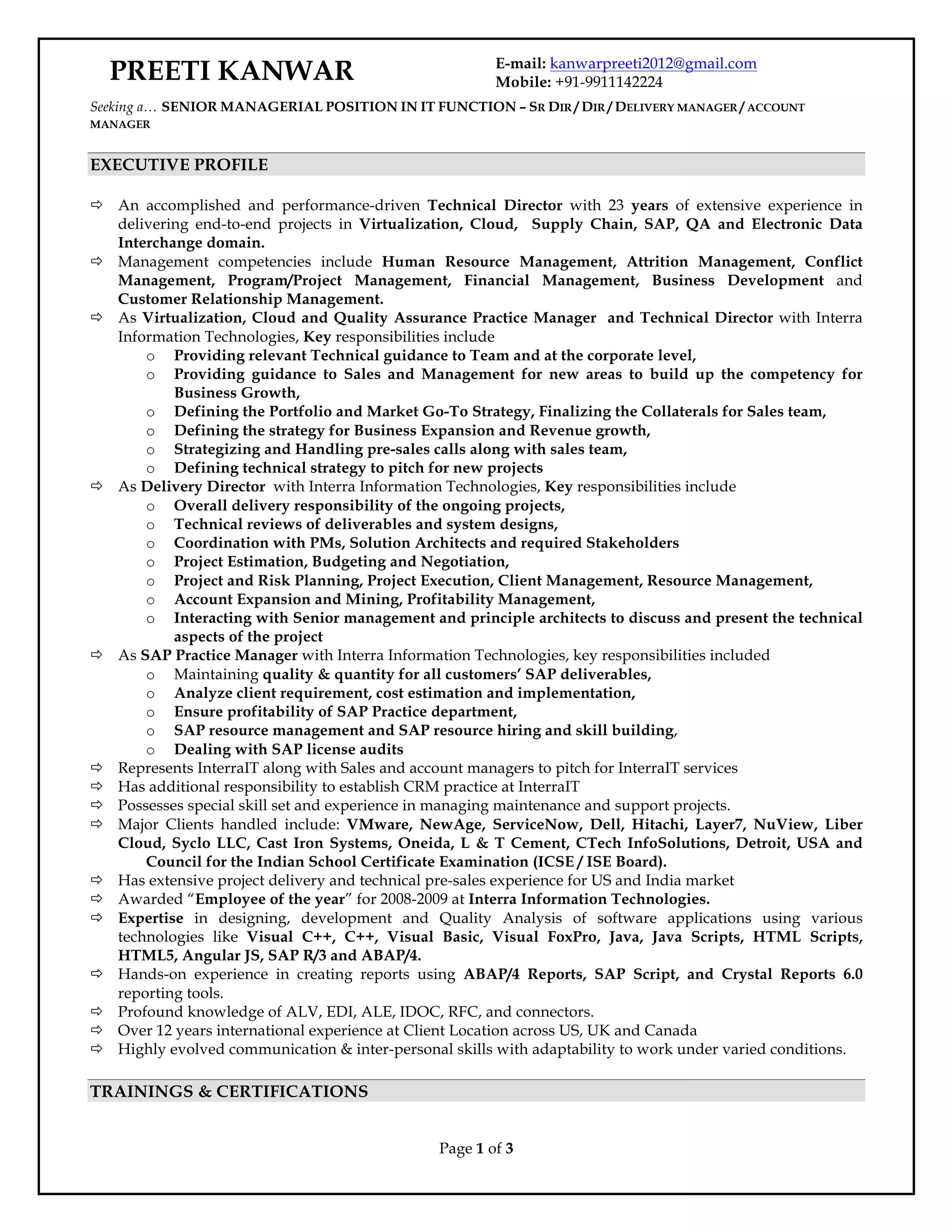 Resume-Preeti Kanwar2015 | PDF