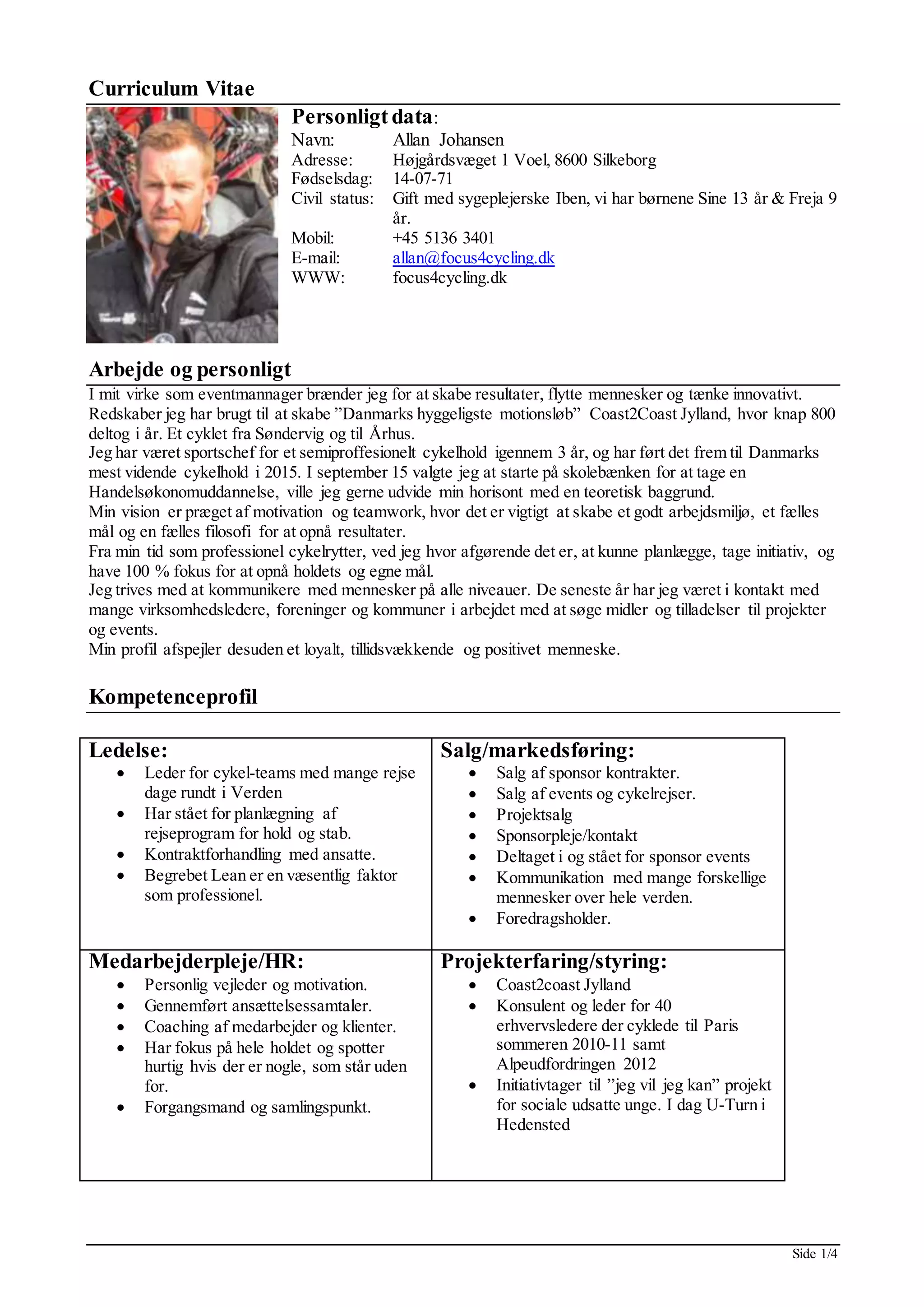 CV for Allan Johansen | PDF