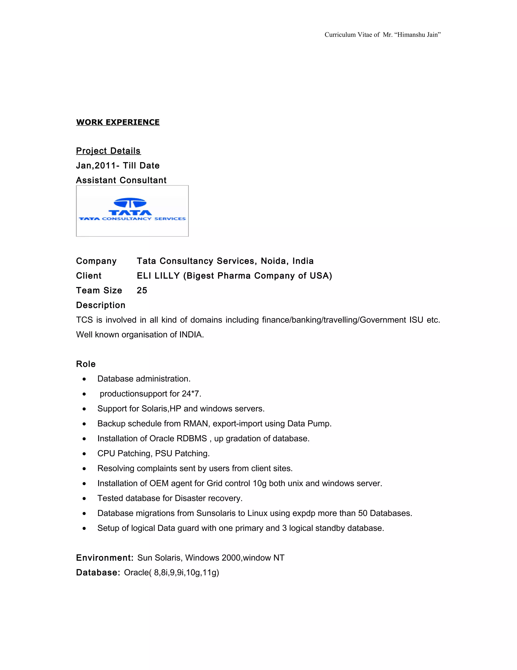 Himanshu_Oracle_DBA_Resume | PDF