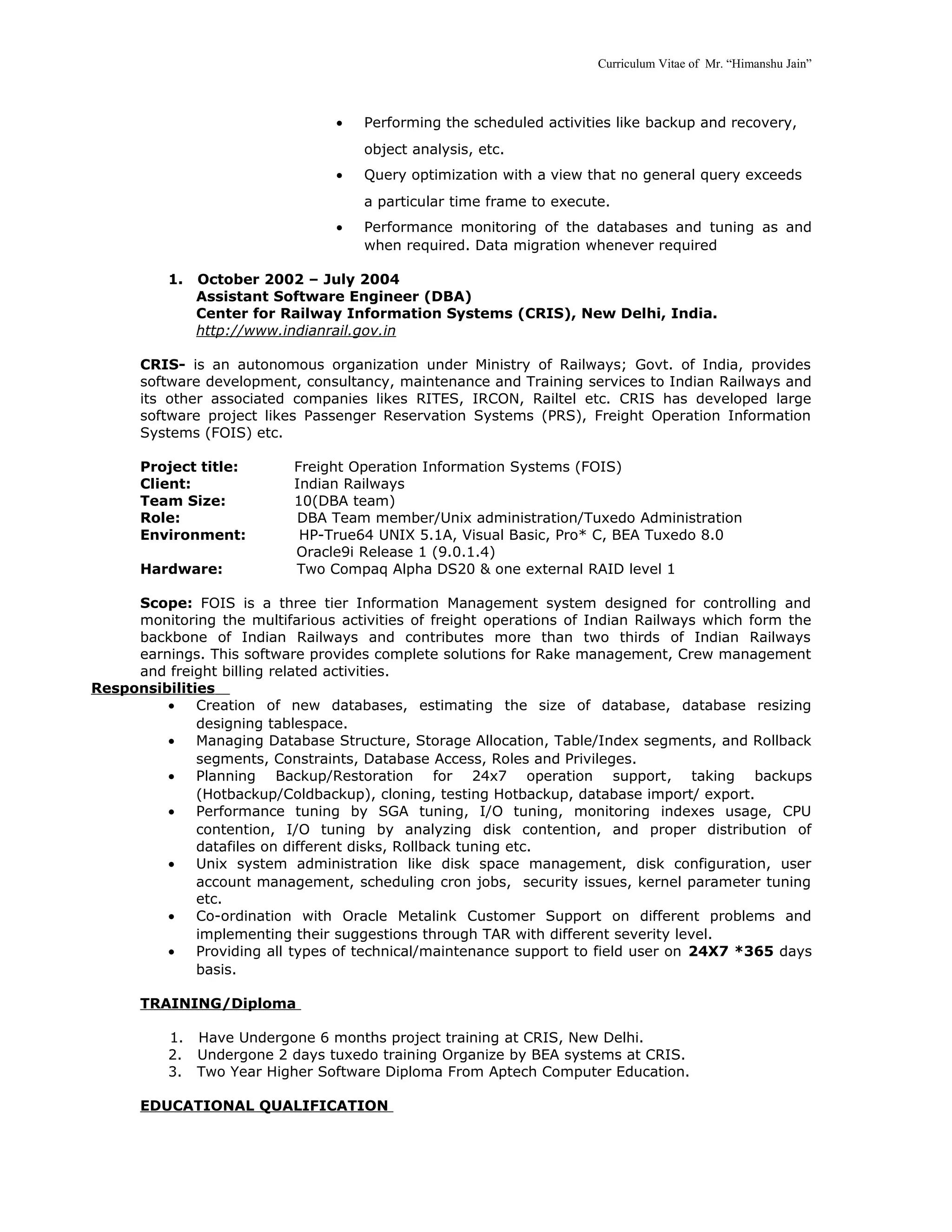 Himanshu_Oracle_DBA_Resume | DOC