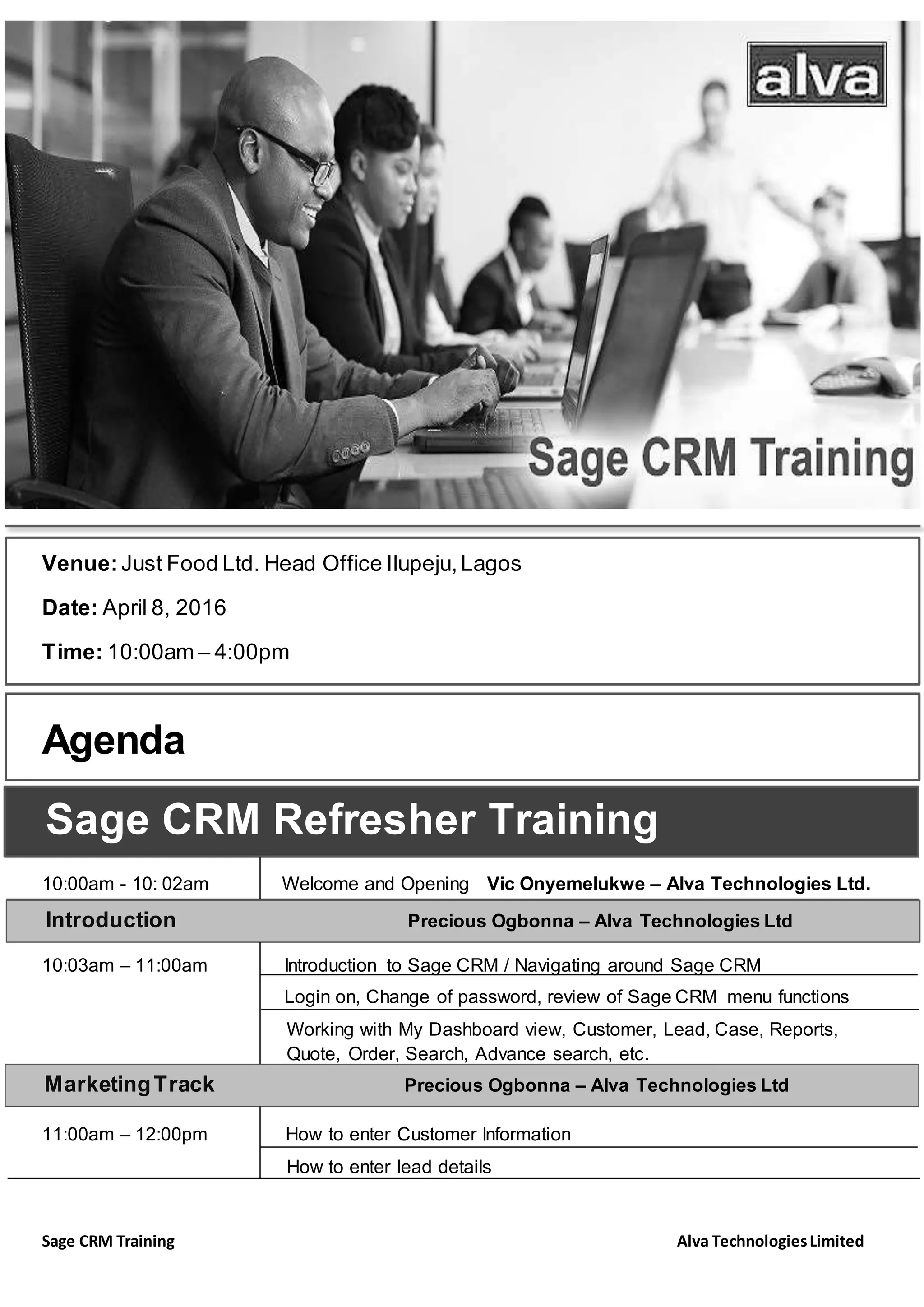 CRM Refresher TRAINING AGENDA | PDF
