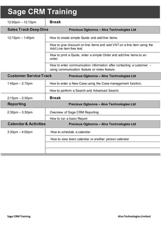 CRM Refresher TRAINING AGENDA | DOCX