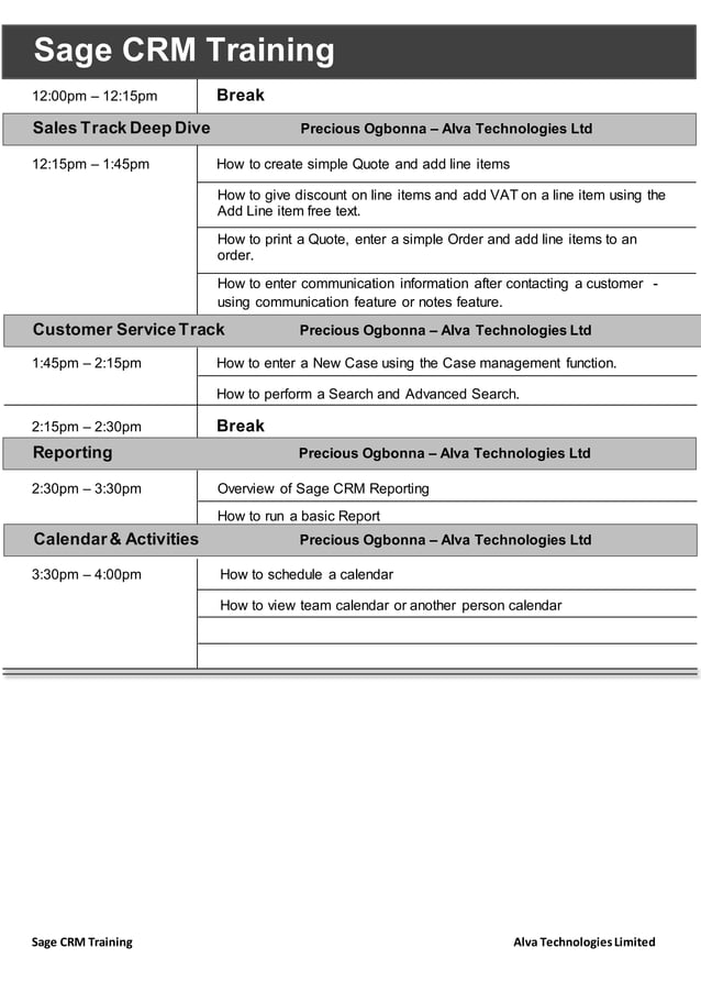 CRM Refresher TRAINING AGENDA | PDF