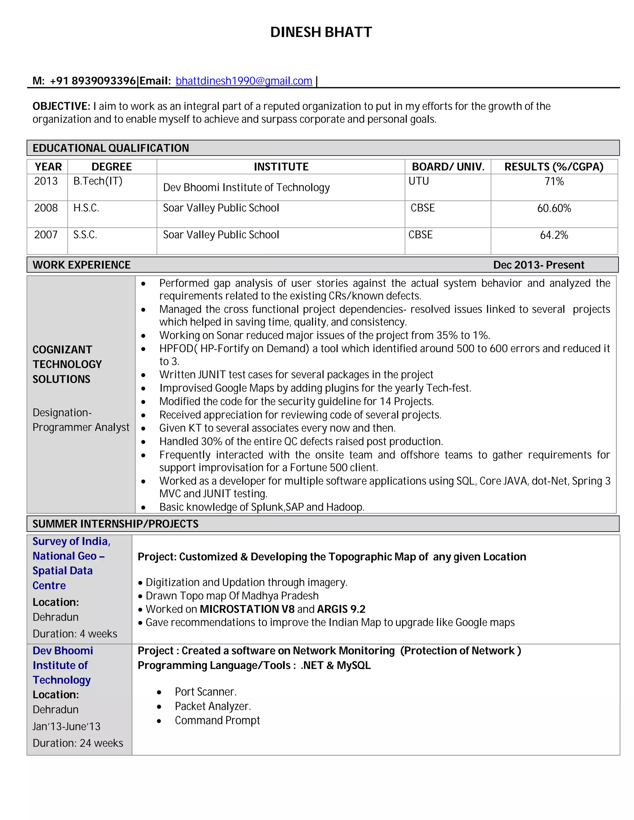 Dinesh_Resume | PDF | Computer Software and Applications | Computing