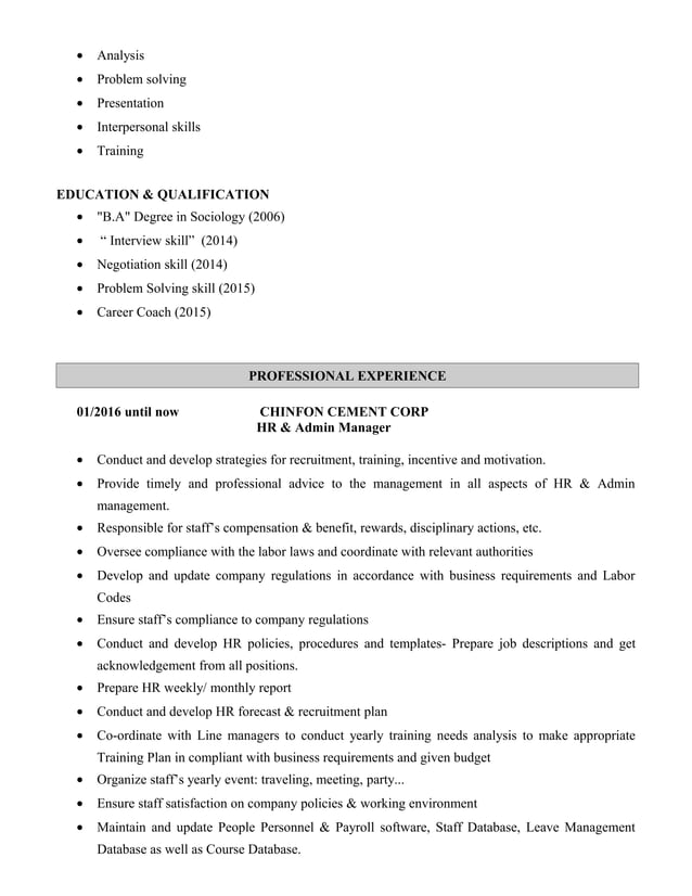 Resume-HR(Quach Thi Gam)new | DOC