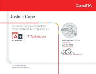 CompTIA A+ (IT Technician) certificate | PDF