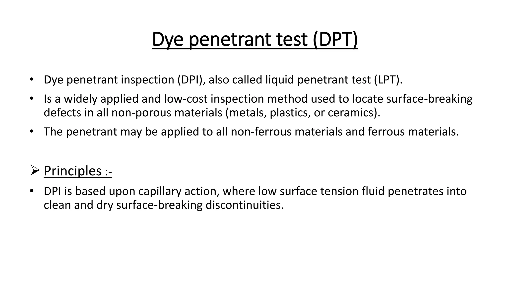Dye penetrant test and Magnetic particle Inspection | PPTX