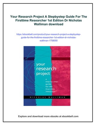 Your Research Project A Stepbystep Guide For The Firsttime Researcher ...
