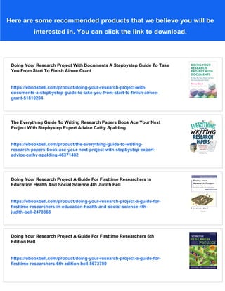 Your Research Project A Stepbystep Guide For The Firsttime Researcher ...