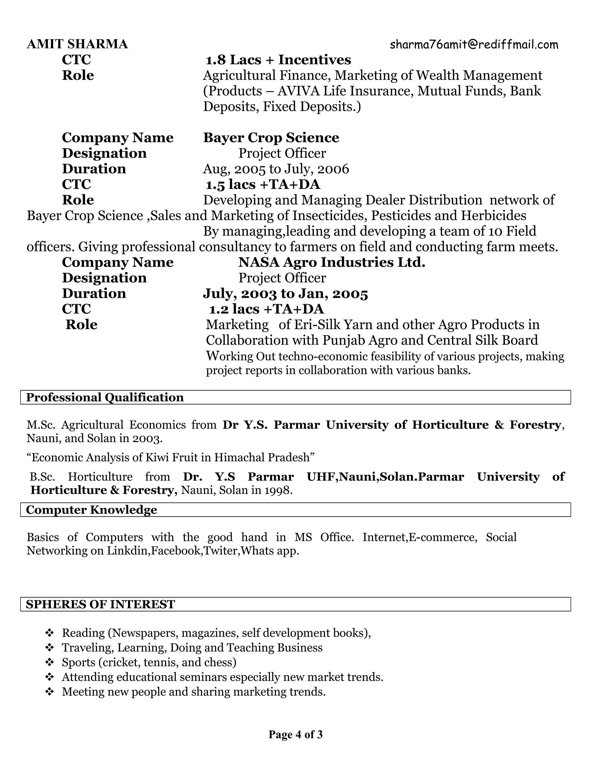 Amit CV 2015 new exide | PDF
