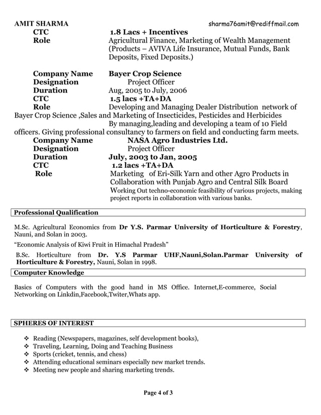 Amit CV 2015 new exide | PDF