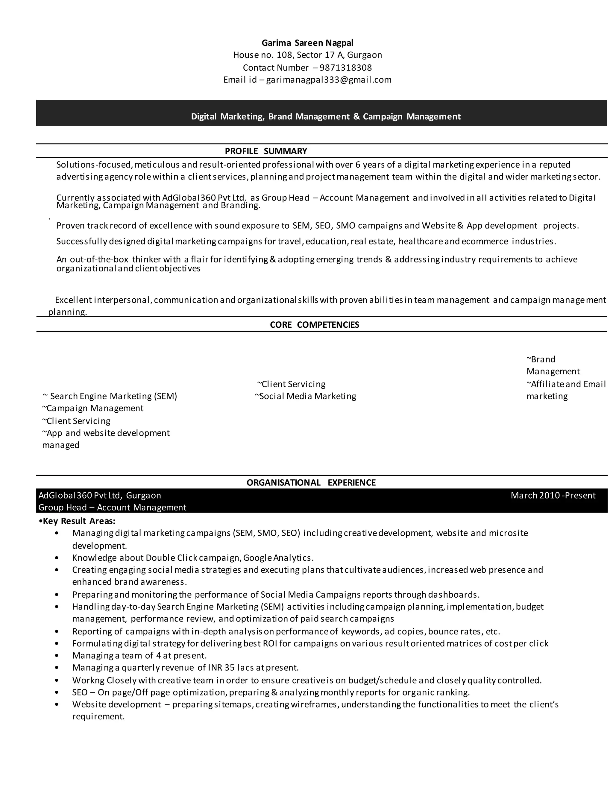 Garima Sareen Nagpal - CV | PDF