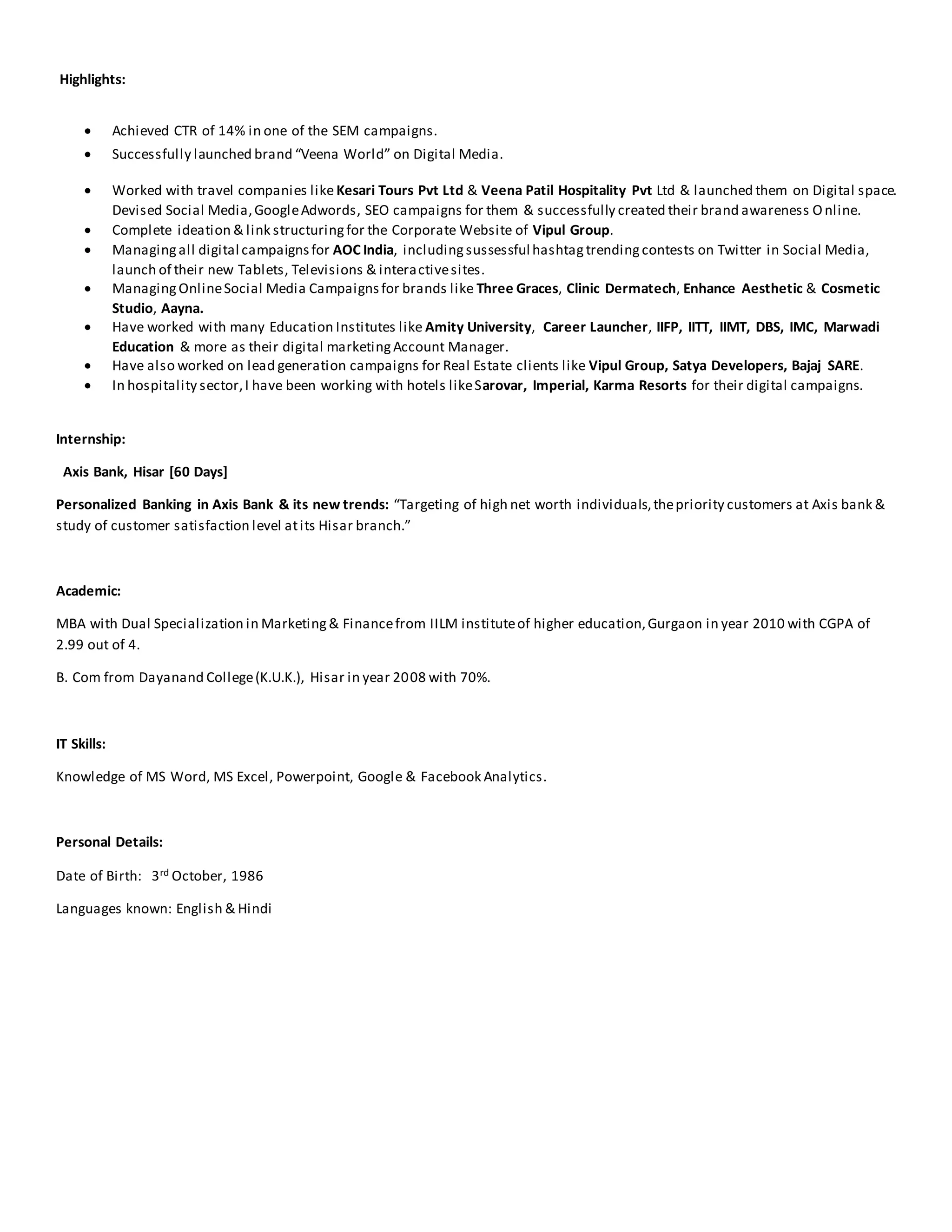 Garima Sareen Nagpal - CV | PDF