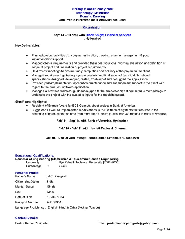Pratap_Mainframe_8yrs_Resume | PDF