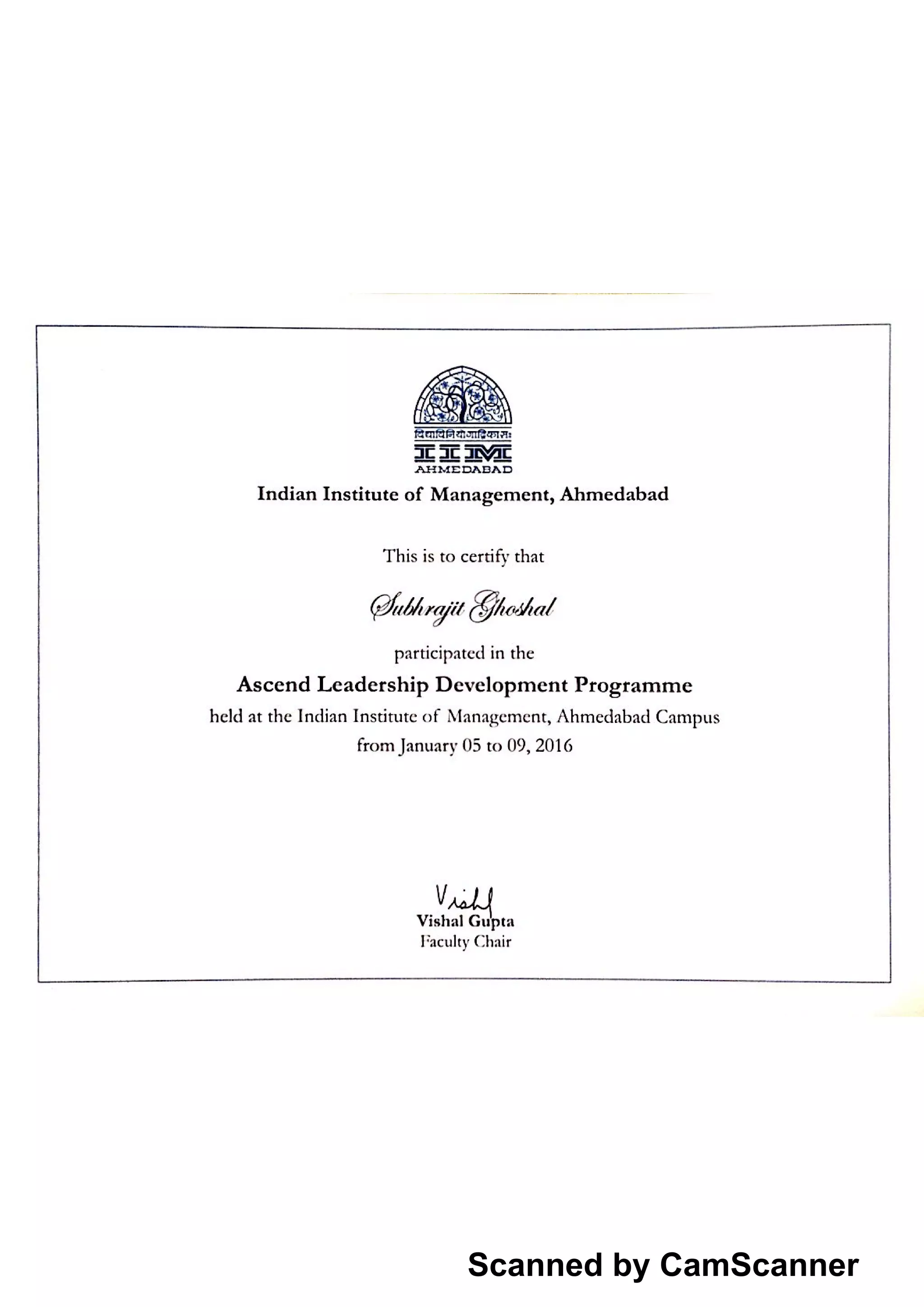 IIM A certificate | PDF