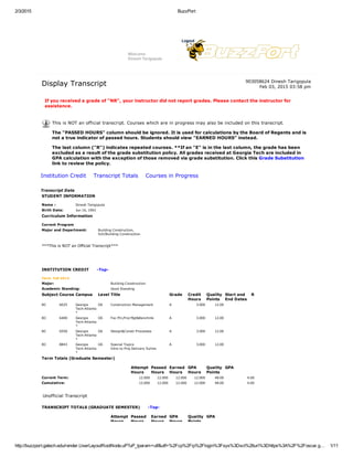 Tarigopula Graduate Transcript 2-3-15 | PDF