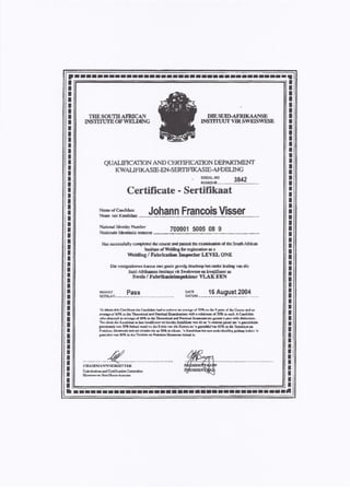 SAIW Welding and Fabrication Inspector Level I | PDF