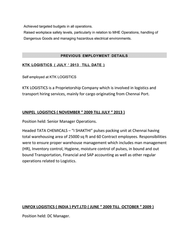 Thiliban Kamarasan CV | DOC | Logistics | Business