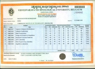 MCA MARKS CARDS | PDF