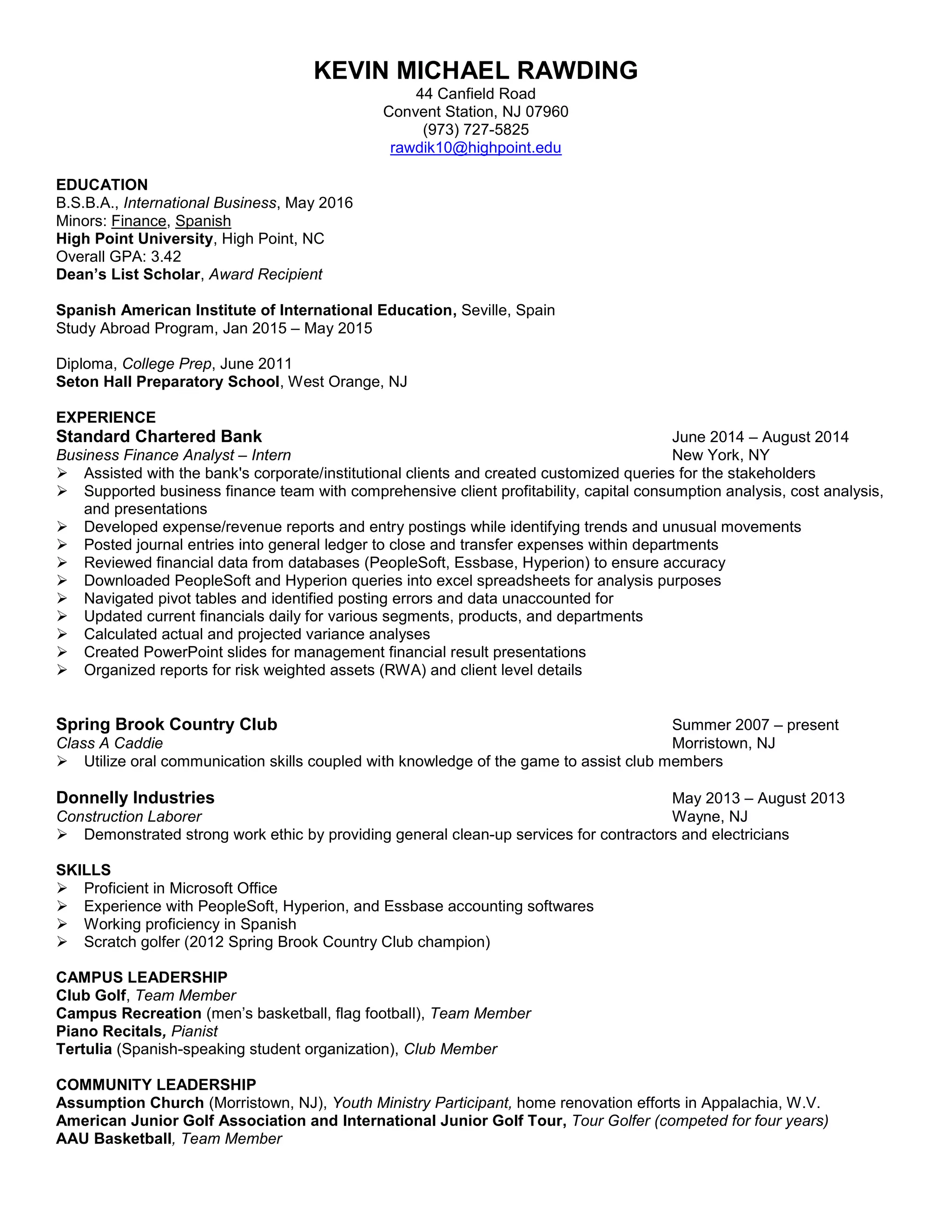 Resume - Kevin Rawding | PDF