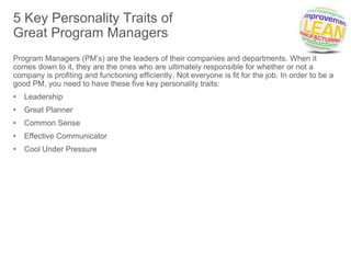 Qualities of a Great Program Manager | PPTX
