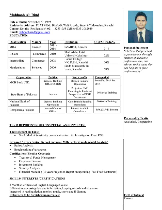 Mahboob Ali Rind Resume | PDF