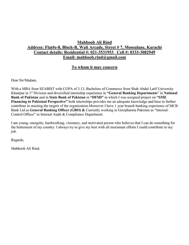 Mahboob Ali Rind Resume | PDF