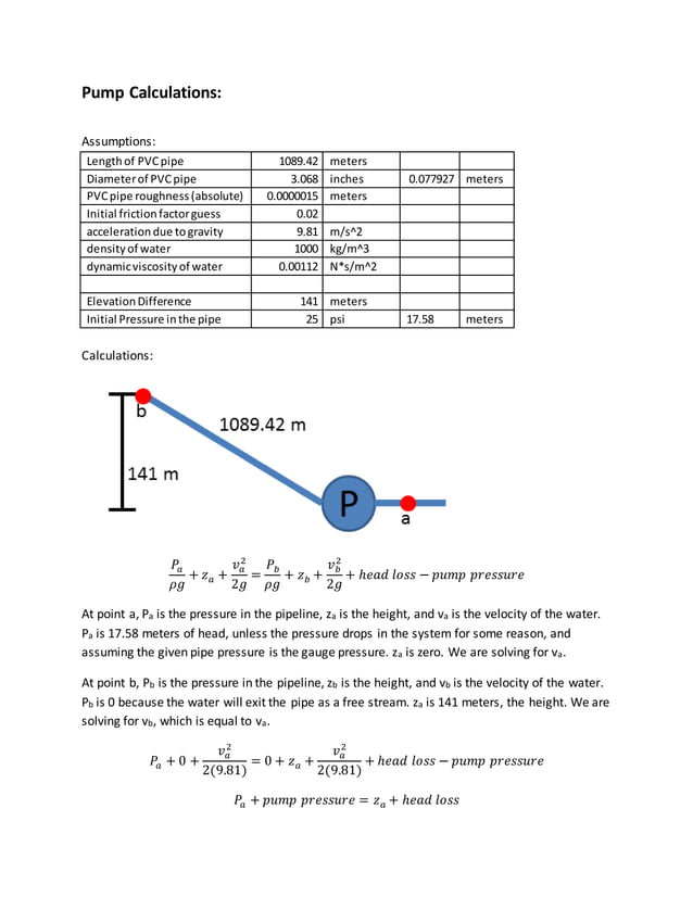 Pump Calculations explanation | DOCX