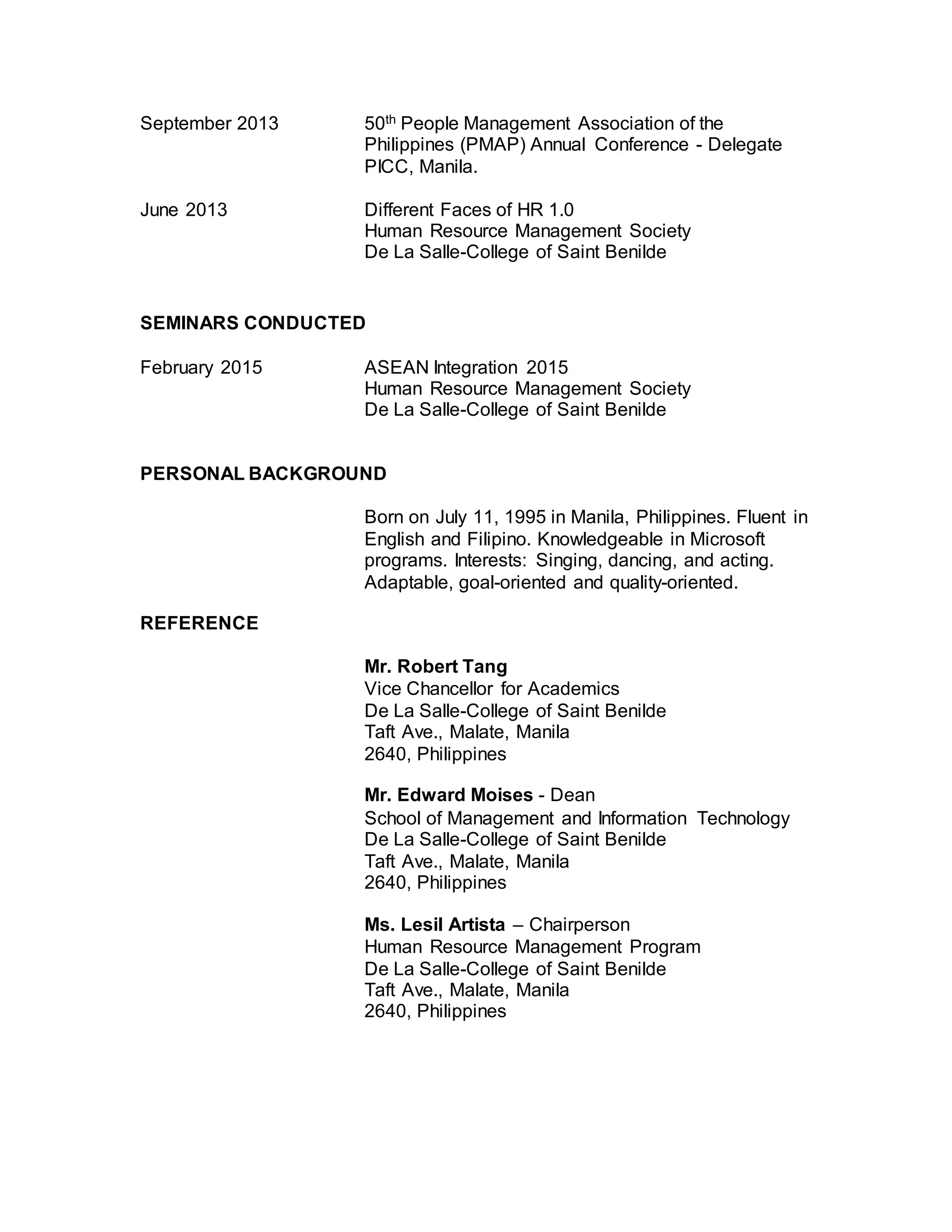 Curriculum Vitae | DOCX | Human Resources | Business