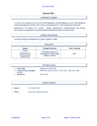 Sourav_Resume_2016_IBM | PDF