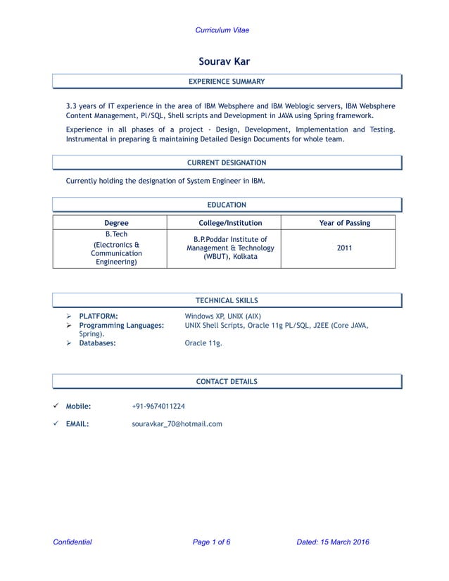 Sourav_Resume_2016_IBM | PDF
