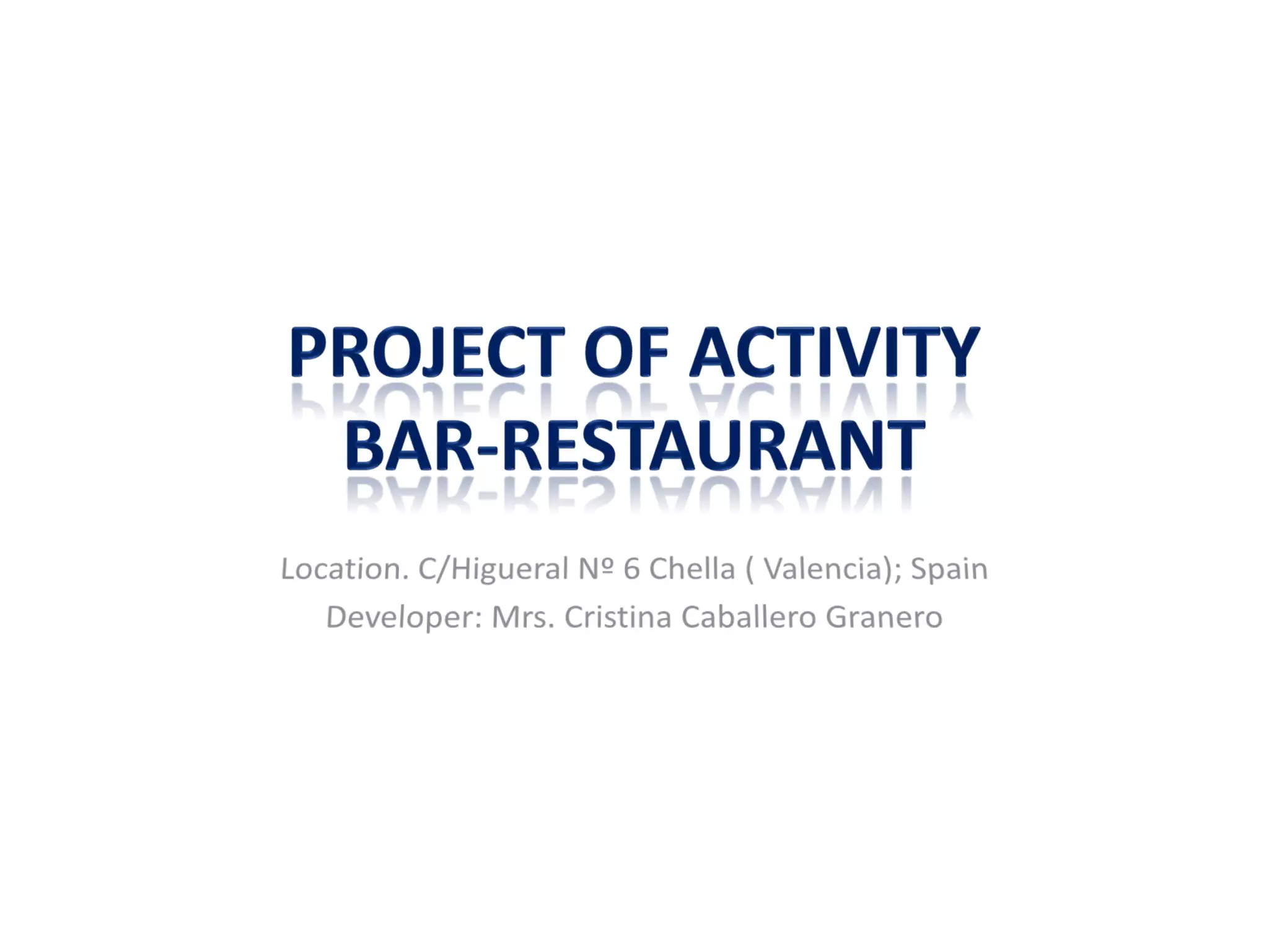 Drawings of a Project of activity Bar-Restaurant | PPT