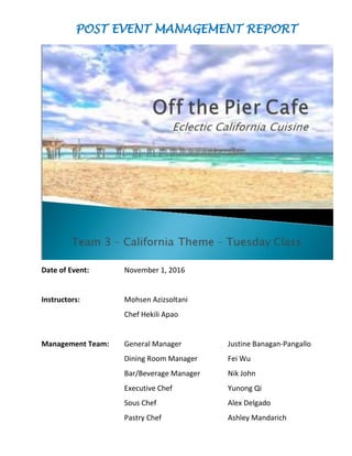 Post Event Report - Team 3 - Tuesday | PDF