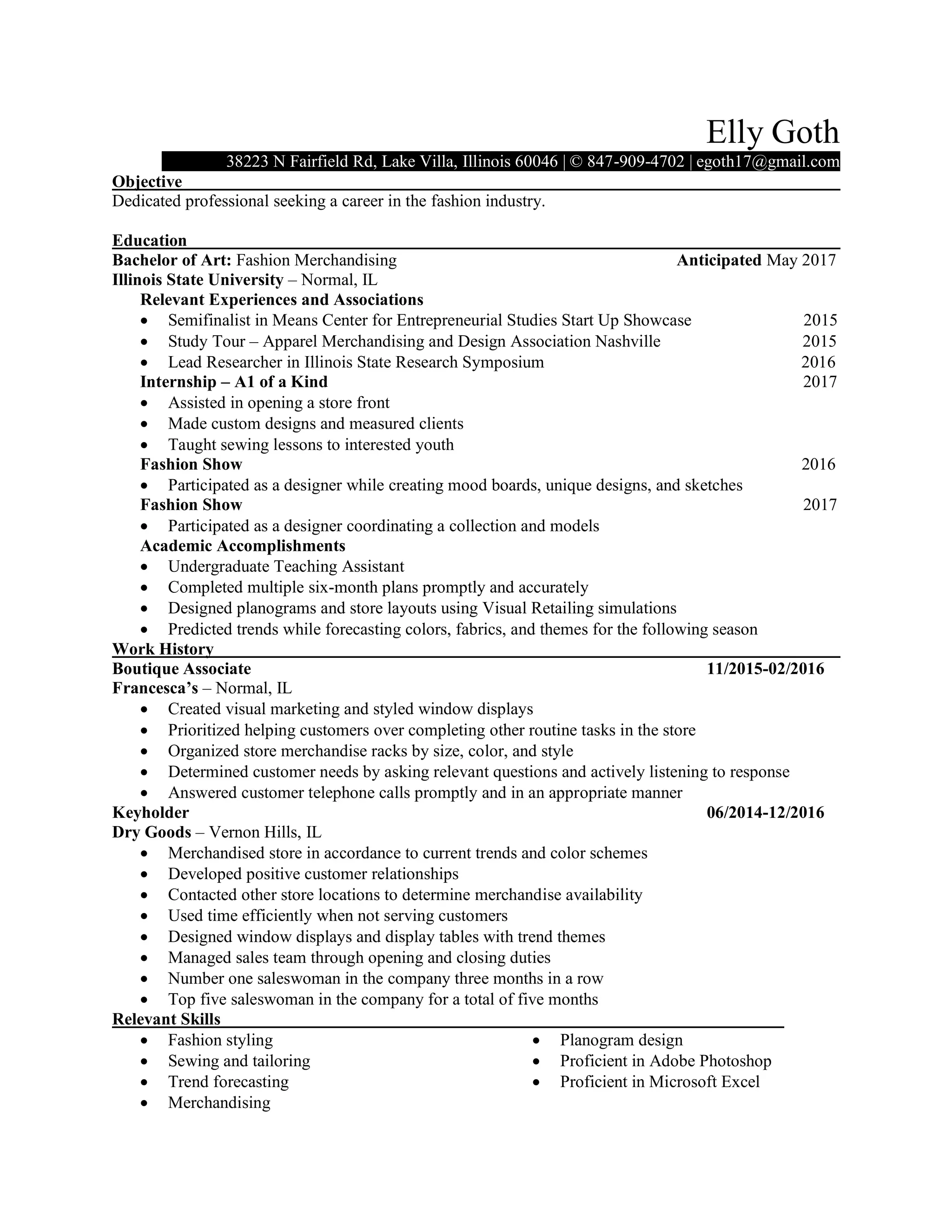 Elly Goth Resume | PDF