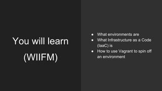 Vagrant 101 Workshop | PPTX | Operating Systems | Computer Software and Applications