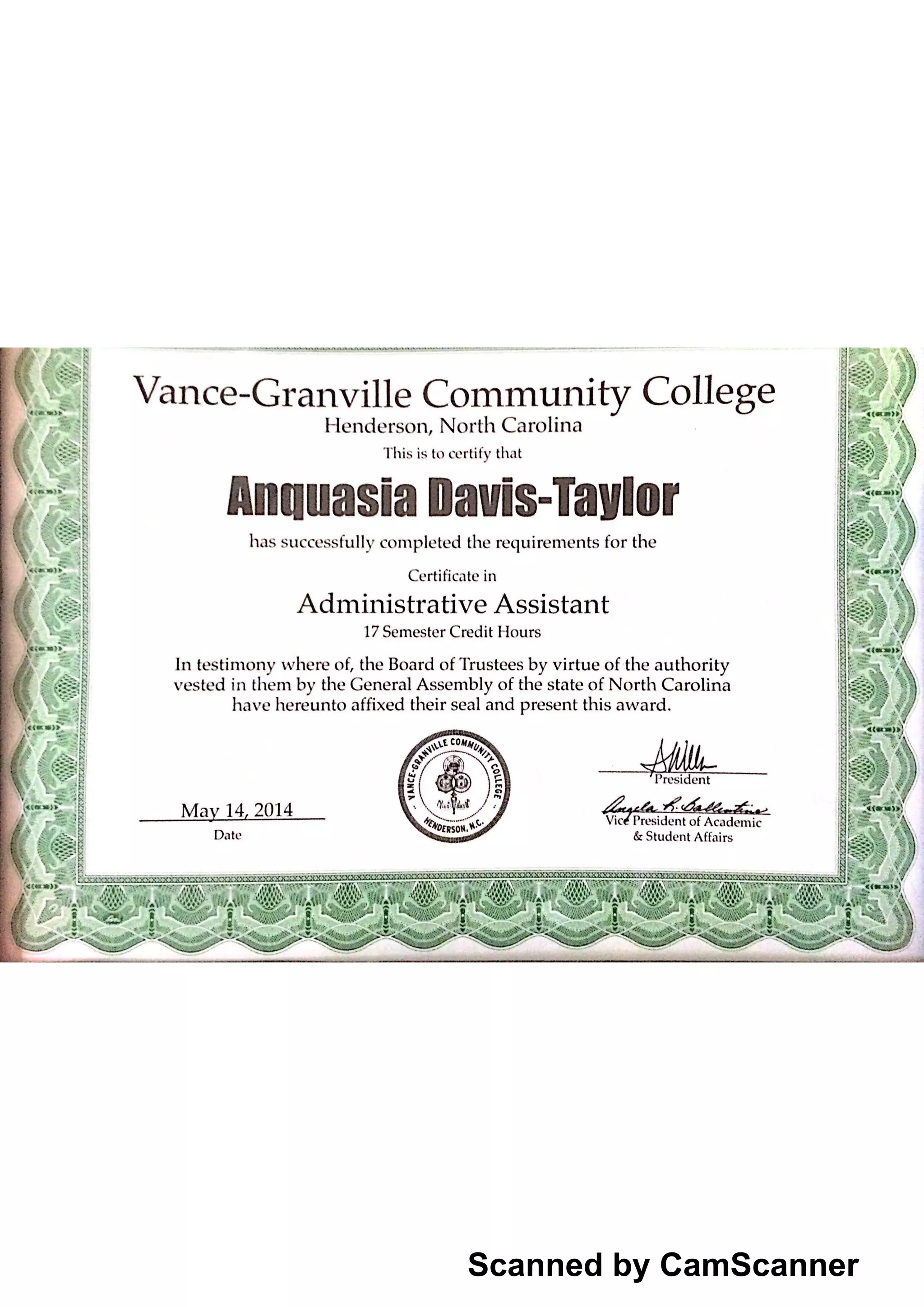 Anquasia certificate | PDF