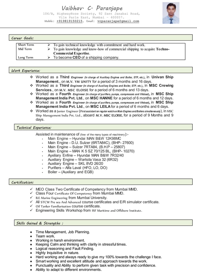 Vaibhav Paranjape CV | PDF