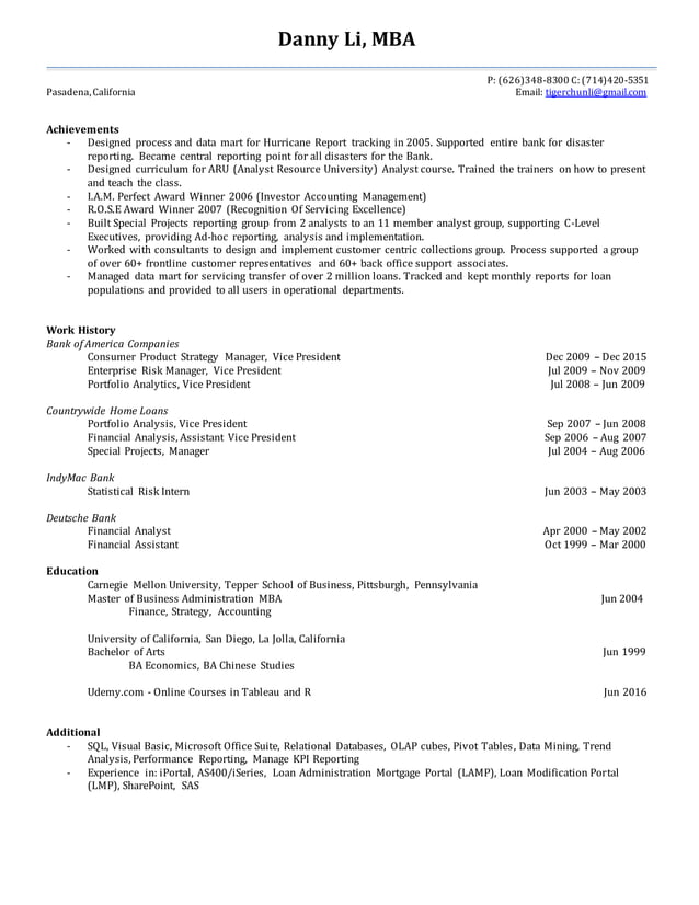 DannyLi_Resume | DOCX | Computer Software and Applications | Computing